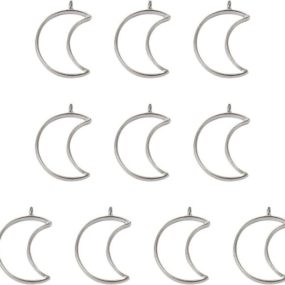 Other | 1pcs Alloy Moon Open Back Bezel Pendants Rack Plating ...